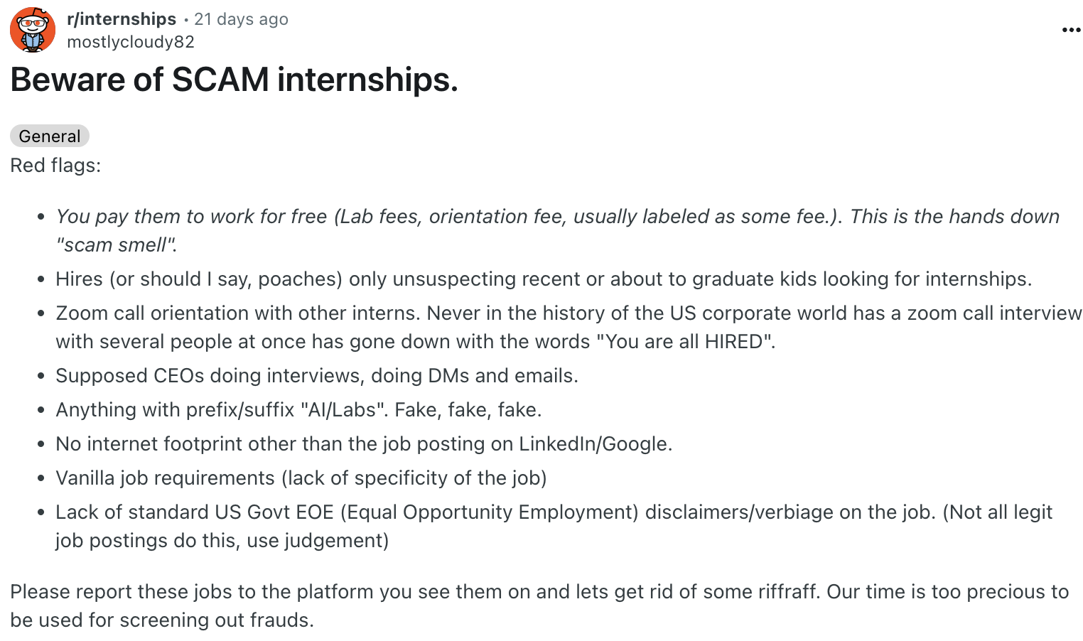 Students Think Your Internship is a Scam